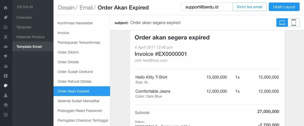 Fitur Baru: Order Expired dan Email Peringatan Order Belum Dibayar